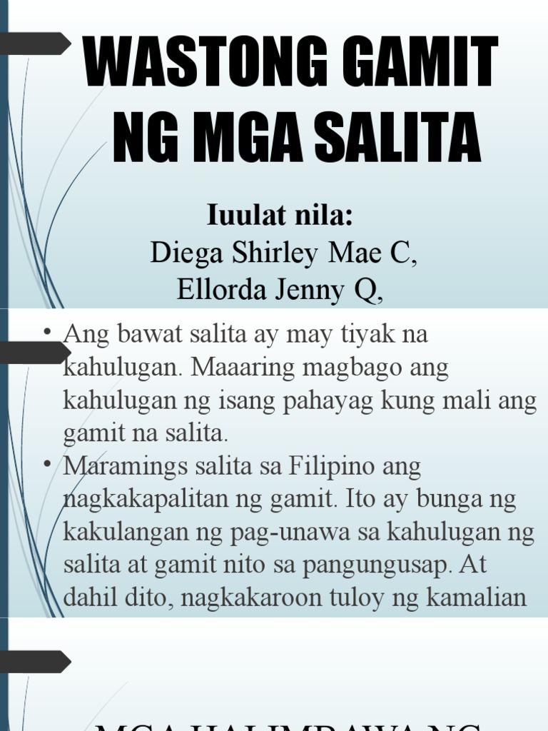 Wastong Gamit NG Salita | PDF