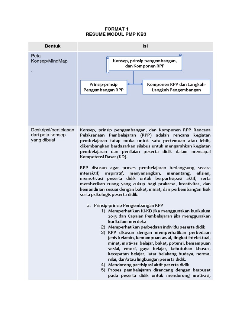 Konsep Prinsip Pengembangan Dan Komponen RPP | PDF