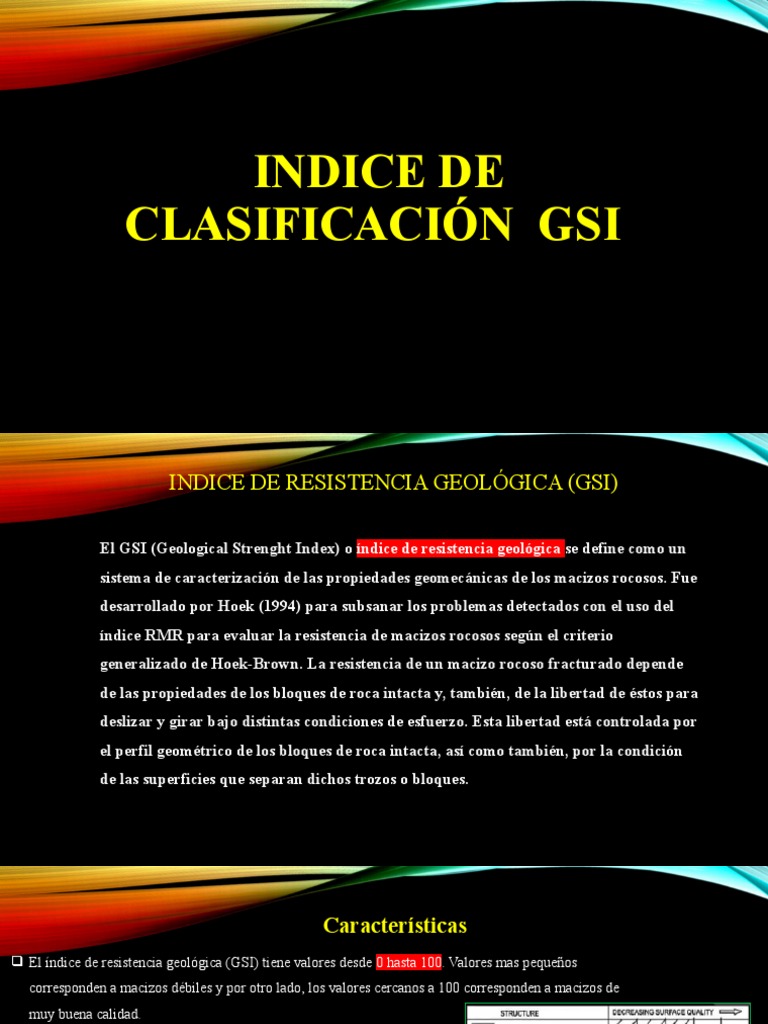 Indice de Clasificación Gsi | PDF | Roca (geología)