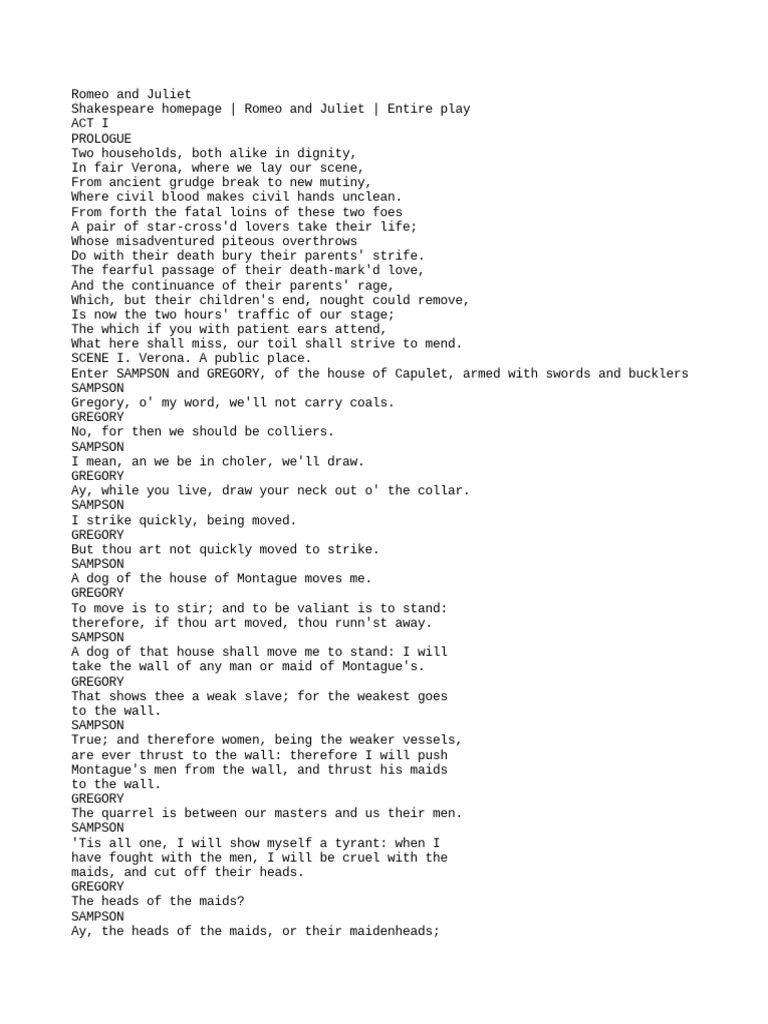 Romeo and Juliet - Full Text | PDF