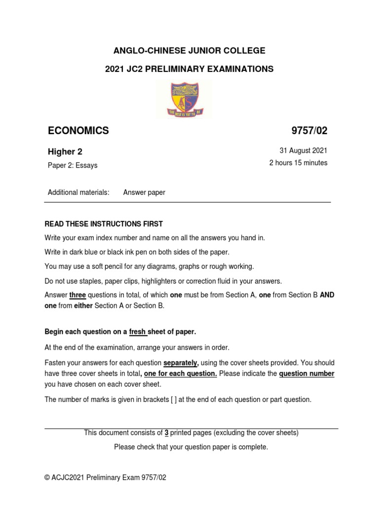 Acjc 2021 H2 Ec P2 | PDF | Carbon Tax | Recession