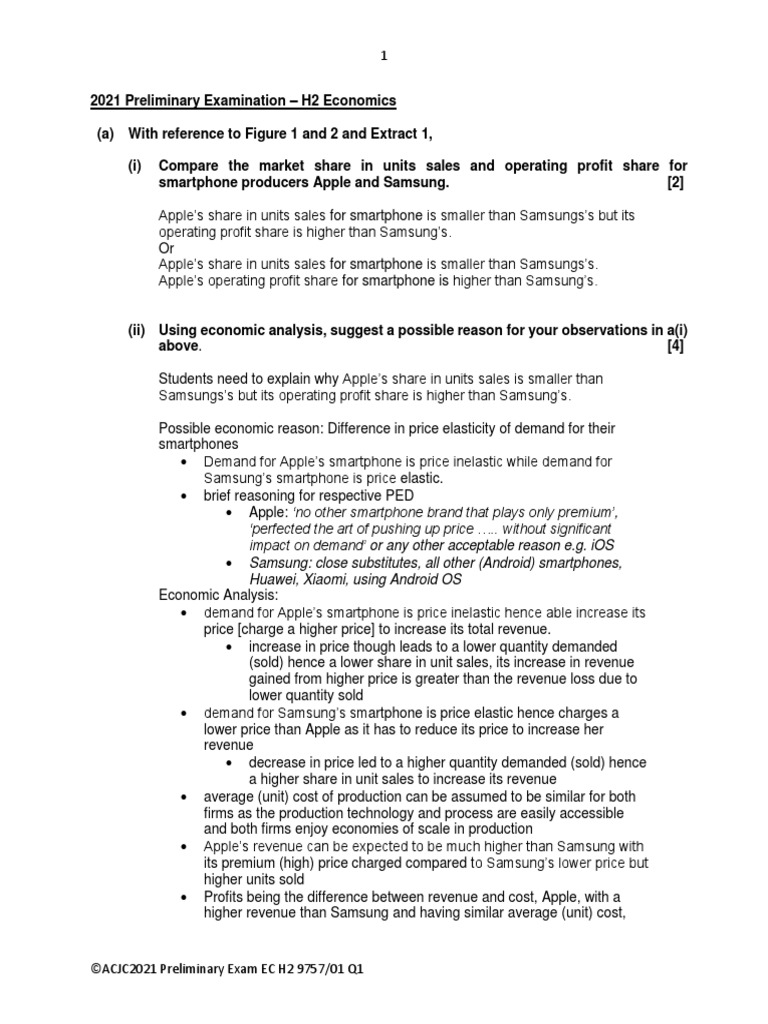 ACJC 2021 Prelims H2 Case Study 1 ANS | PDF | Elasticity (Economics ...