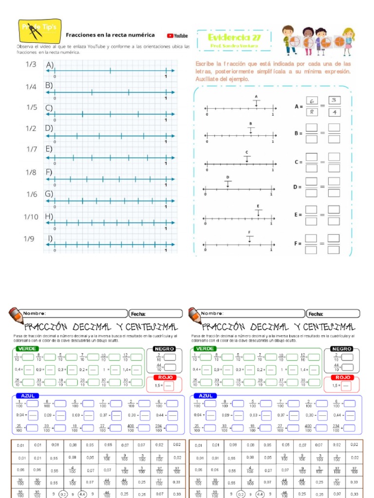 Fracciones en Recta Numerica | PDF