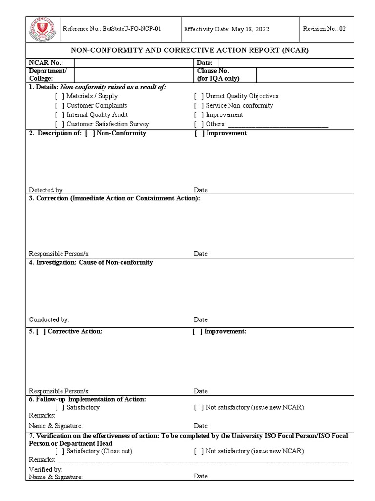 3 Blank NCAR Form | PDF