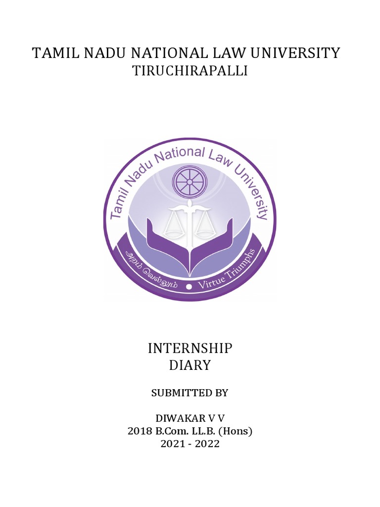 2.2. Internship Diary Format - TNNLU | PDF | Vocational Education