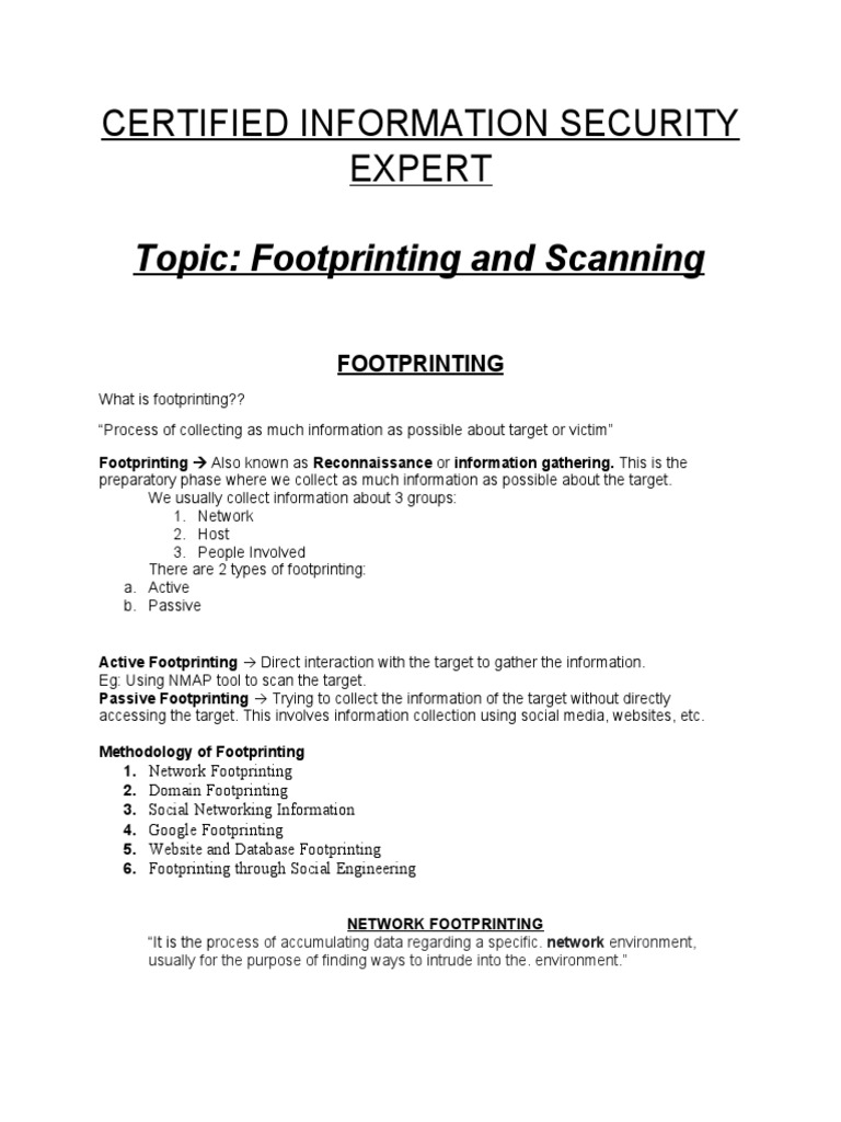 Footprinting and Scanning: An Overview of Information Gathering Techniques for Cybersecurity ...