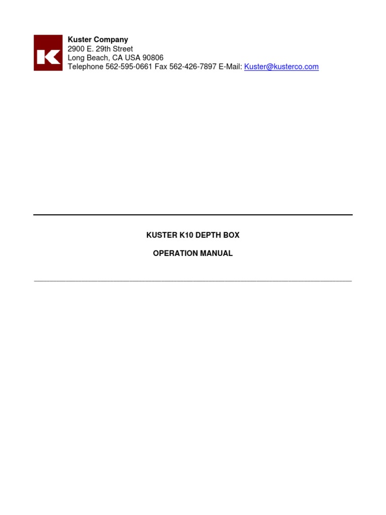 K10 Depth Box Manual | PDF