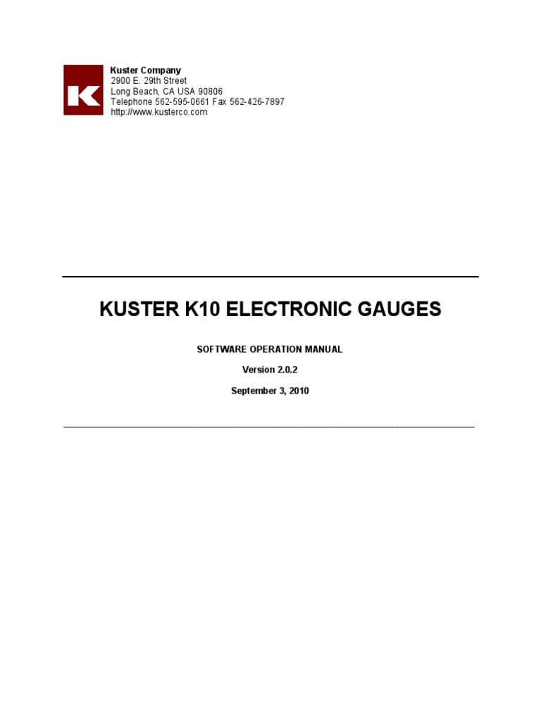 Kuster K10 Gauge Software Manual | PDF | Computer File | Microsoft Excel