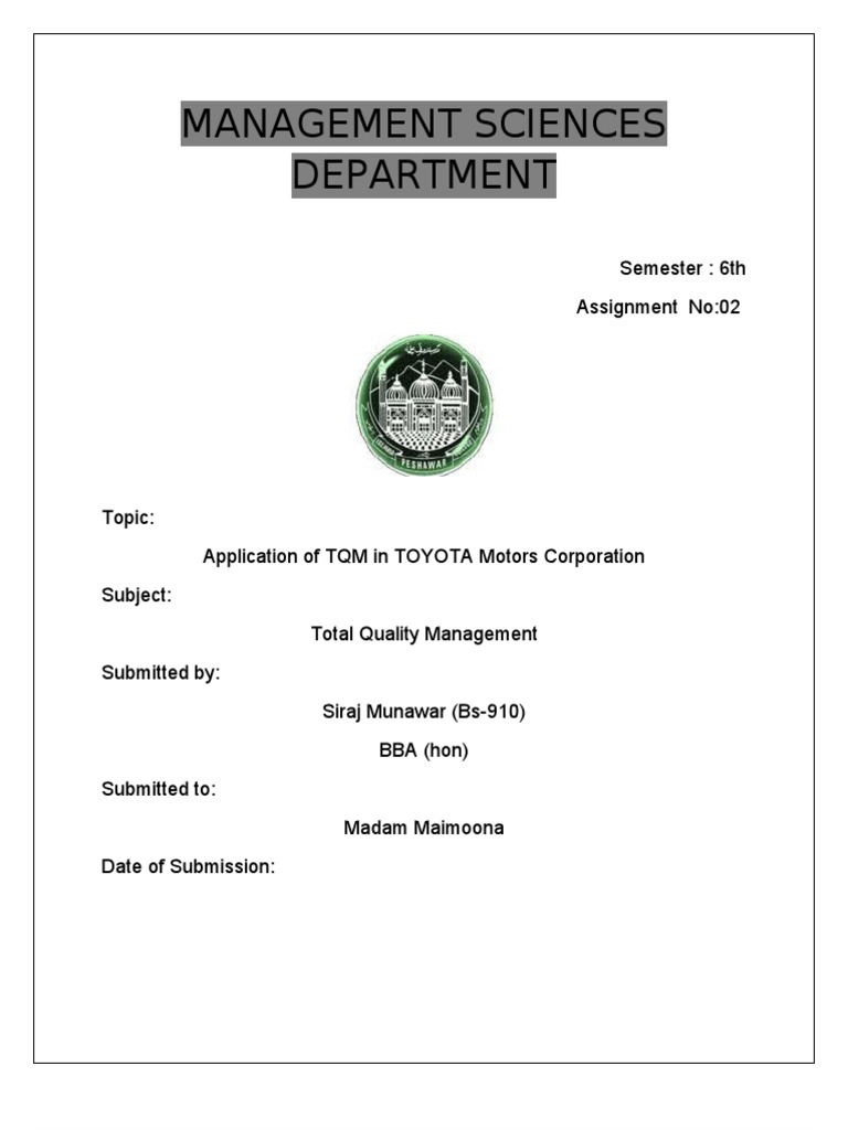 Total Quality Management Applying To Toyota Motors 1 | PDF | Toyota ...