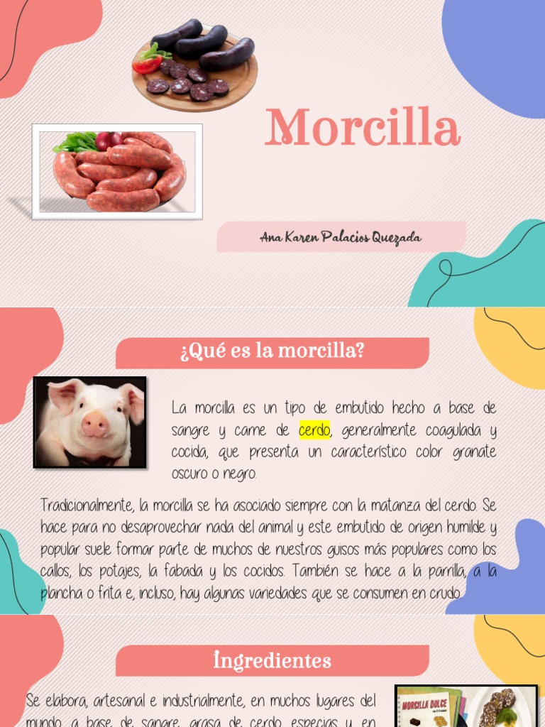 Morcilla | PDF | Preparación de comida y bebida | Ingredientes de comida