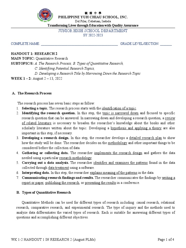 Quantitative Research Process and Topic Selection | PDF | Experiment ...