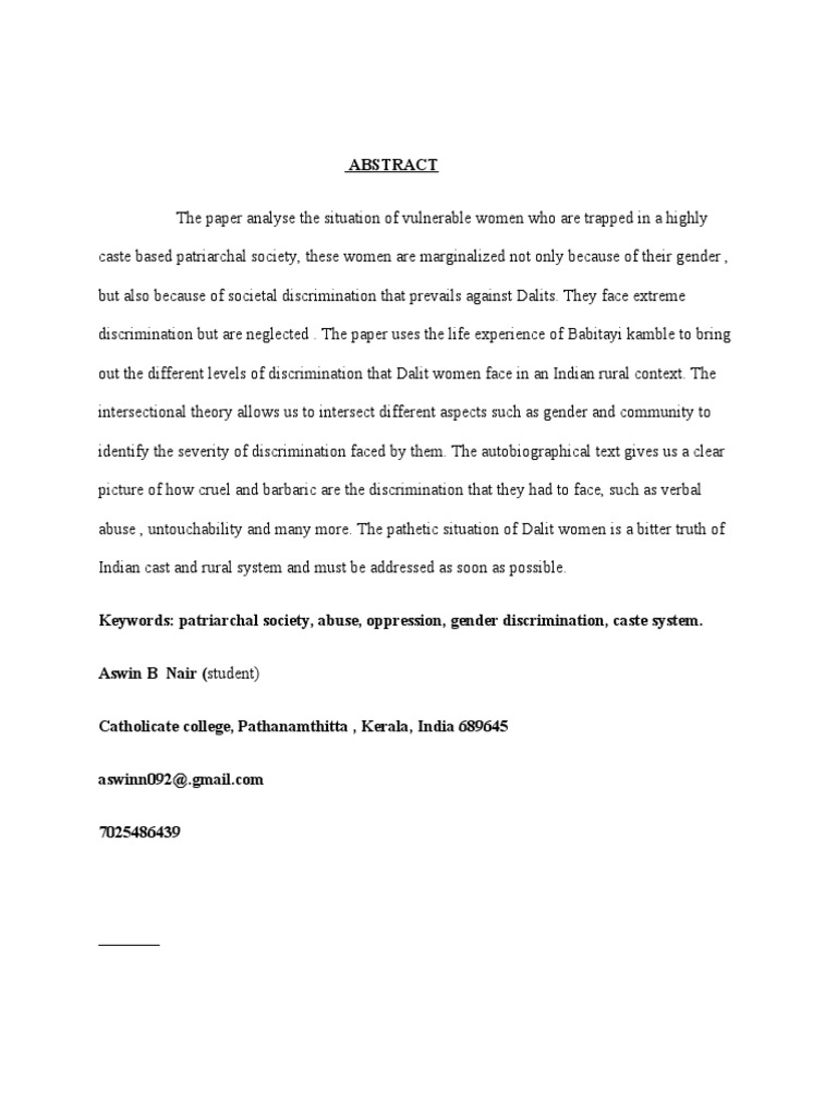 Double Marginalization of Dalit Women Full Paper | PDF | Dalit | Intersectionality