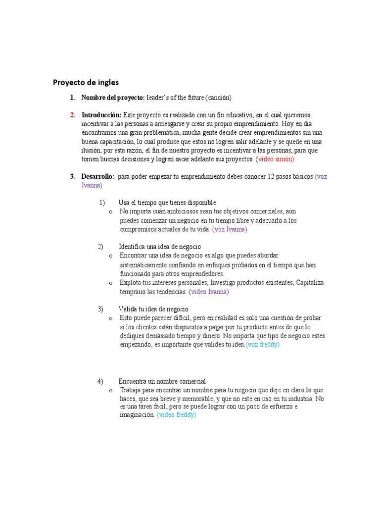 Proyecto de Ingles Basico | PDF