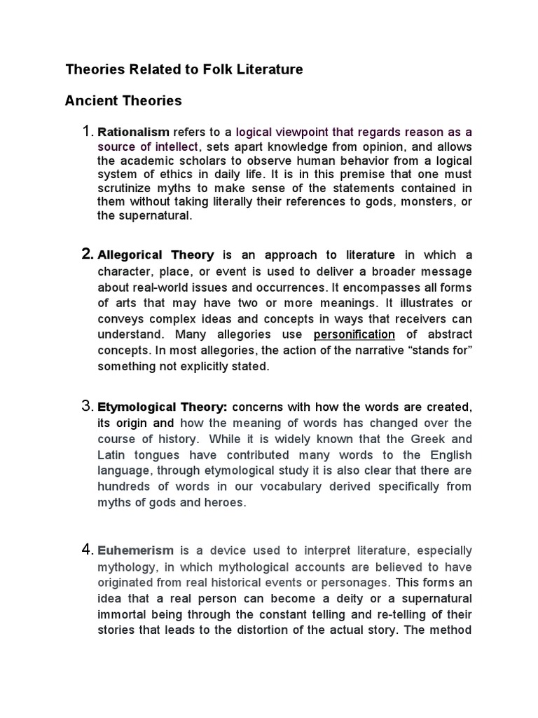 Theories of Folk Literature Explained | PDF