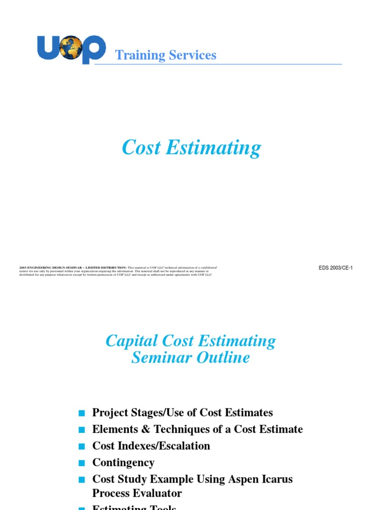 Cost Estimating Throughout the Project Lifecycle: A Guide to Developing Accurate Capital Cost ...