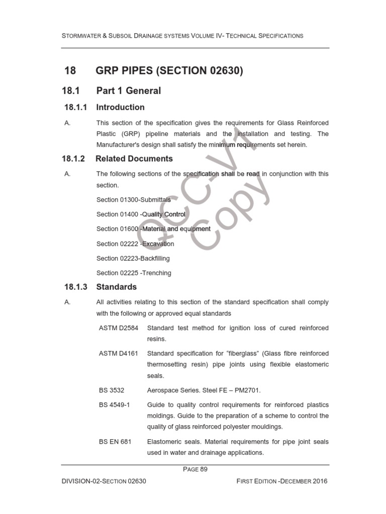 GRP Pipe Specifications for Drainage Systems | PDF | Fiberglass | Pipe ...