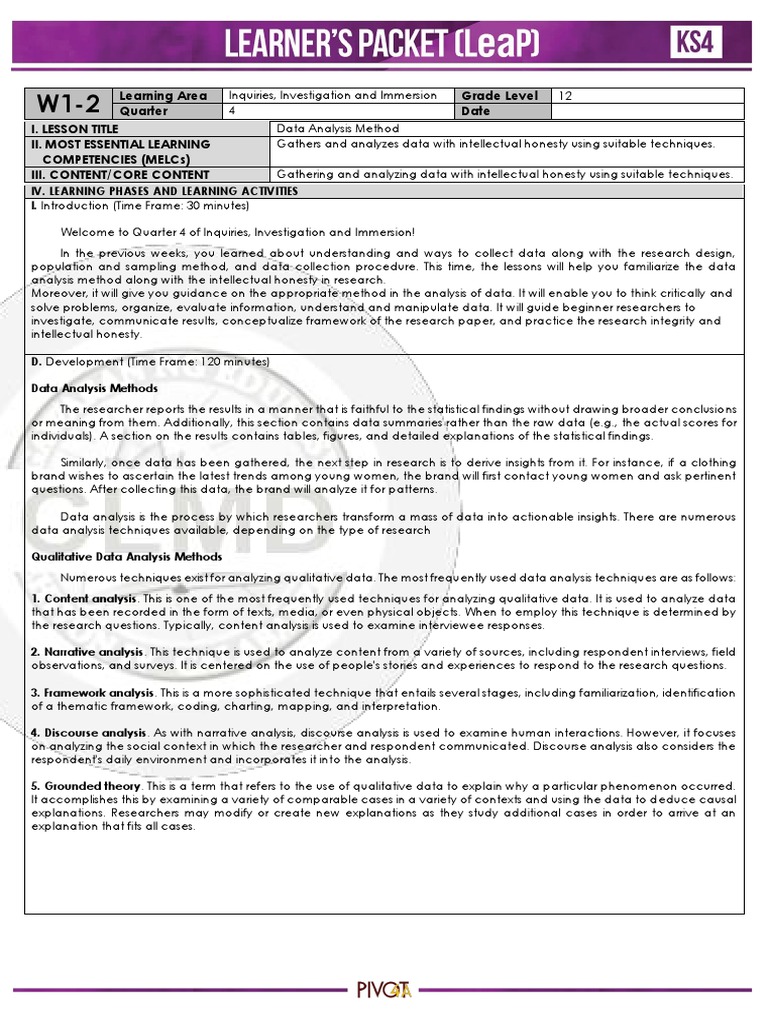 Q4 - Inquiries Investigation and Immersion - 12 - WK1 2 | PDF ...