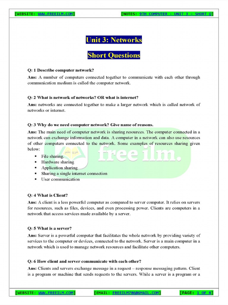 9th Comp CH 3 SQ | PDF