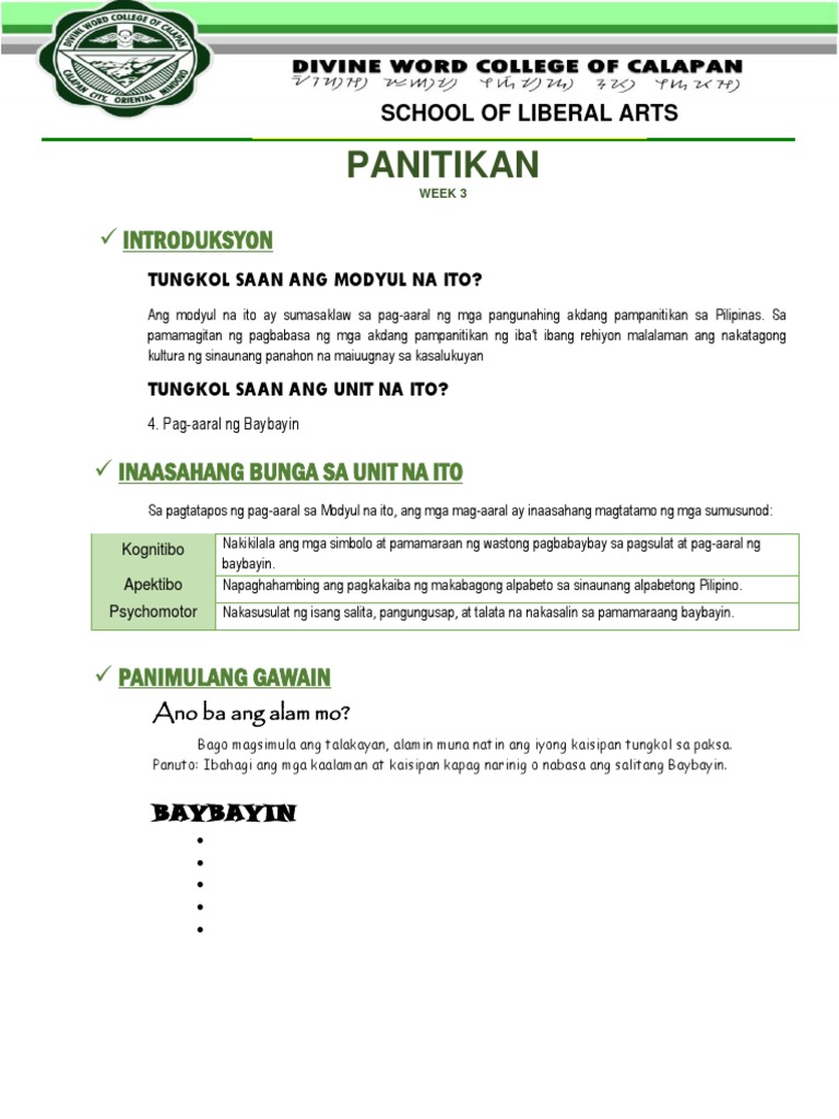 Panitikan Module (Week 3) | PDF