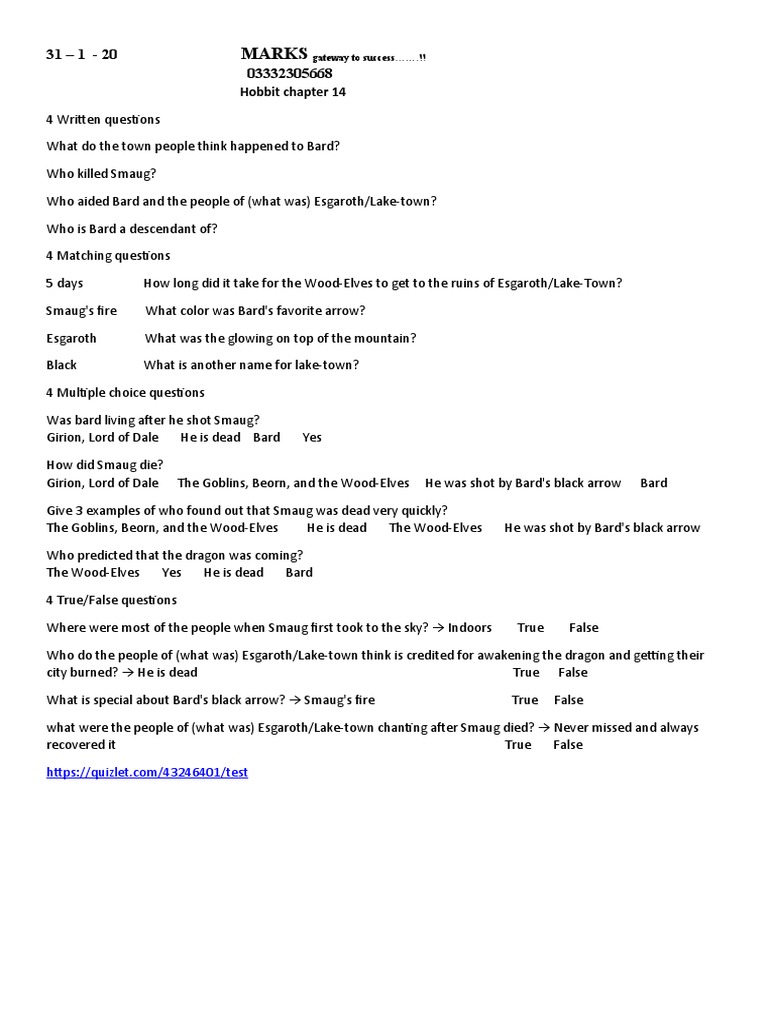 Chapter 14 Hobbit | PDF
