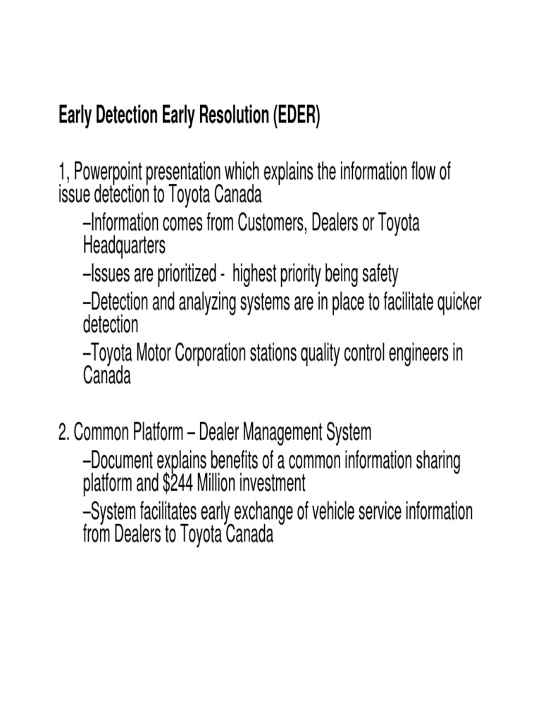 EDER Process Overview for Toyota Canada | PDF | Motor Vehicle | Vehicles