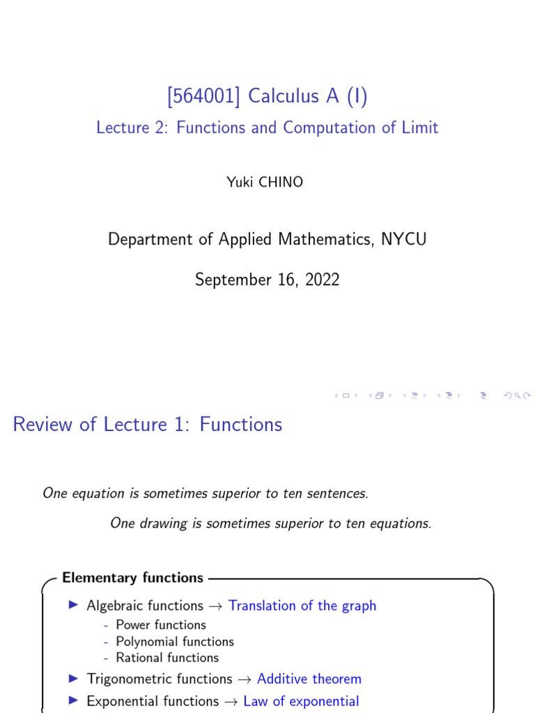 Calculus I Lecture 2 Pdf Function Mathematics Exponential