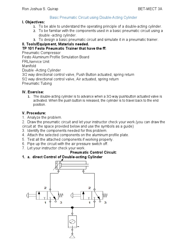 Understanding the Operating Principles and Design of Basic Pneumatic Circuits Using Double ...