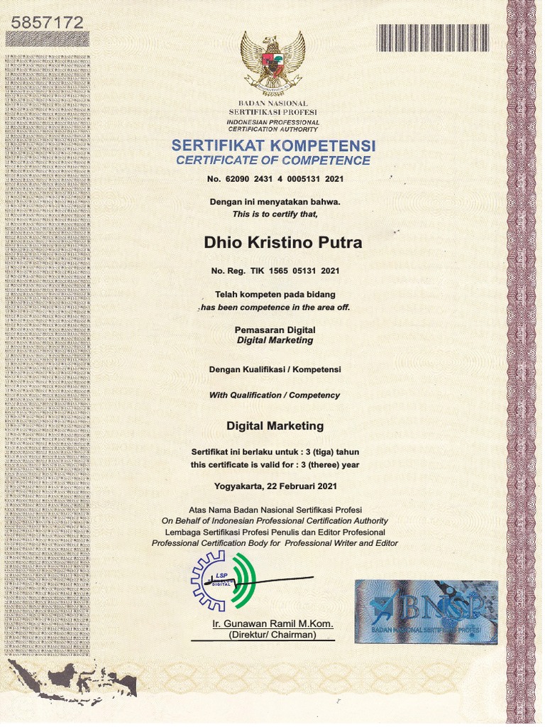 Acc Sertifikat Kompetensi 2021 | PDF