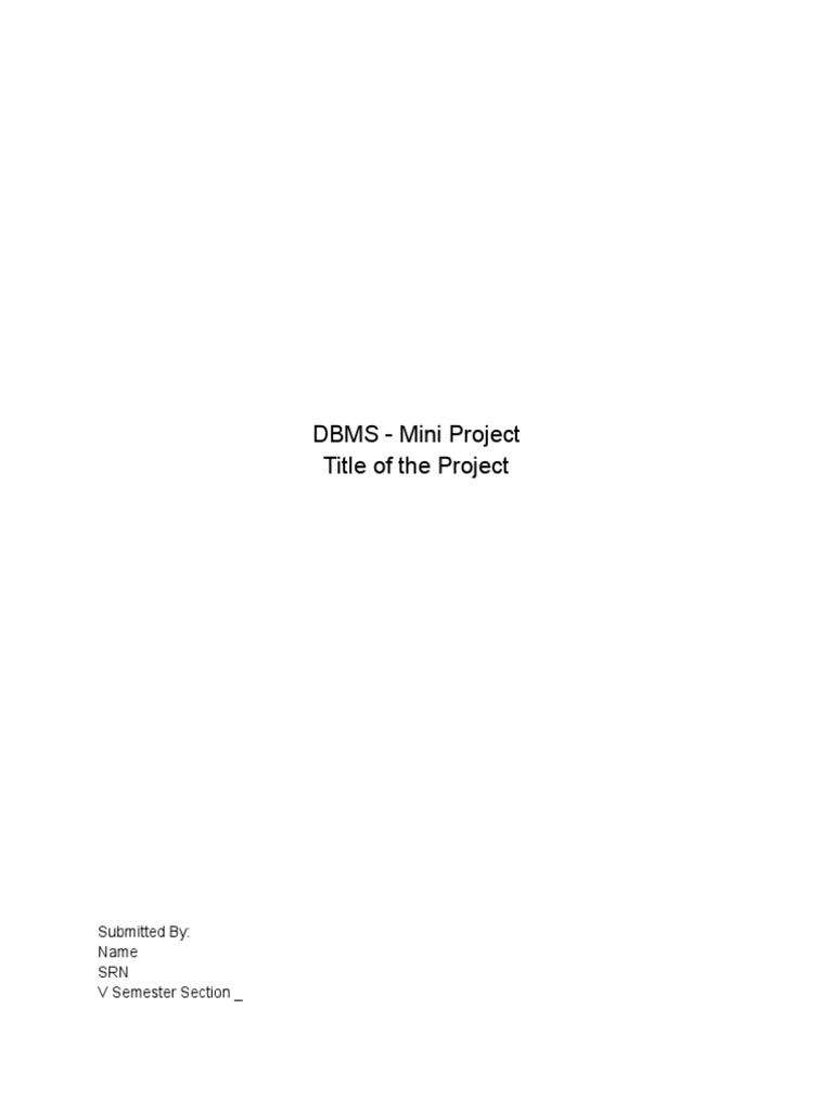 Dbms Mini Project Report Format Pdf