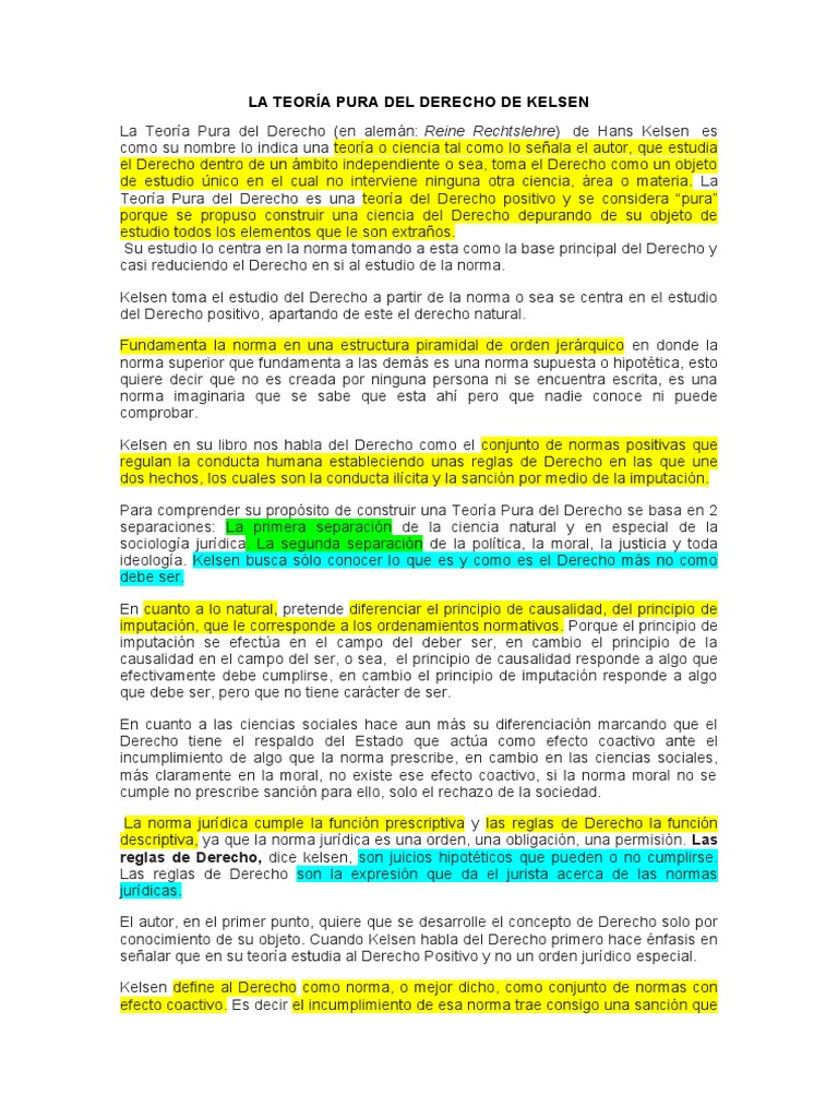 LA TEORÍA PURA DEL DERECHO DE KELSEN | PDF