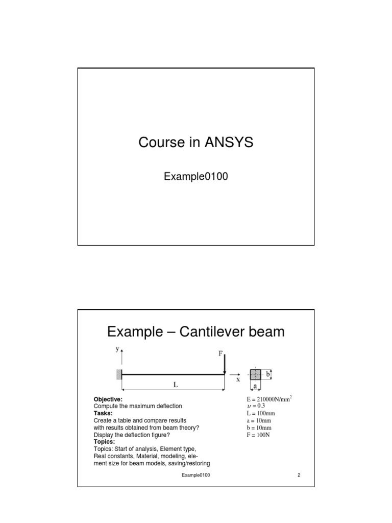 Course in ANSYS: Example0100 | PDF | Cartesian Coordinate System | Menu ...