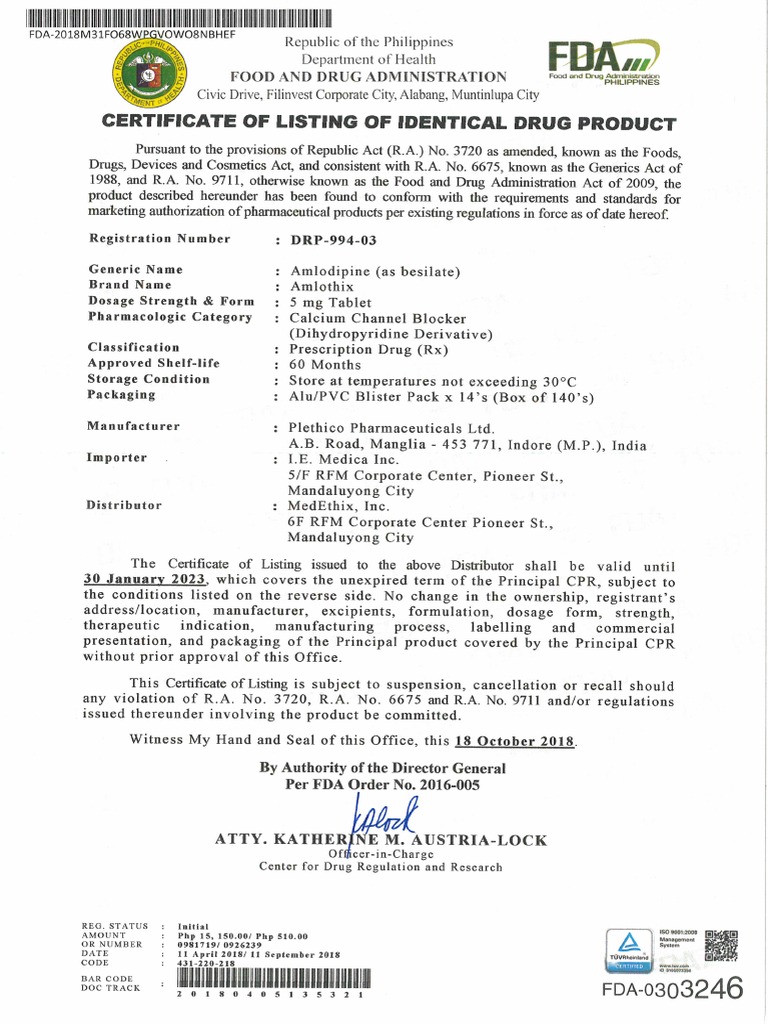 Amlothix 5mg Tablet CPR | PDF