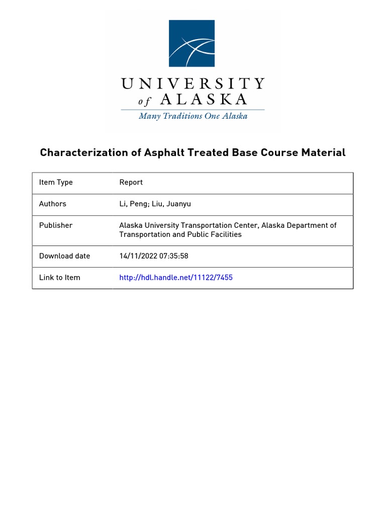 Li - Asphalt Treated Base Course Material - Final11.02 | PDF ...