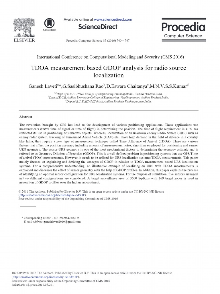 Tdoa Measurement Based Gdop Analysis For Radio Source Localization Elsevier Enhanced Reader Pdf