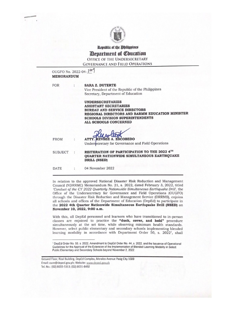OUGFO No. 2022 04 2259 Reiteration of Participation To The 4th Quarter ...