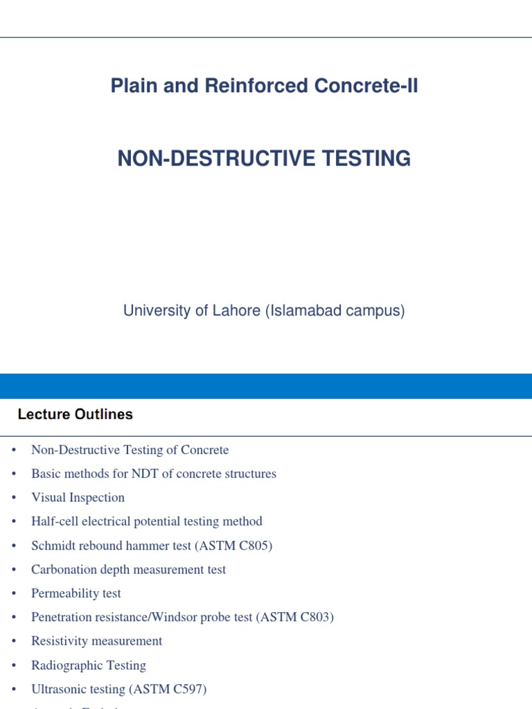 1 Non Distructive Testing Pdf Concrete Nondestructive Testing