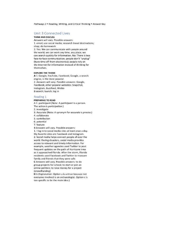 Pathways 2 Reading Unit 3 | PDF