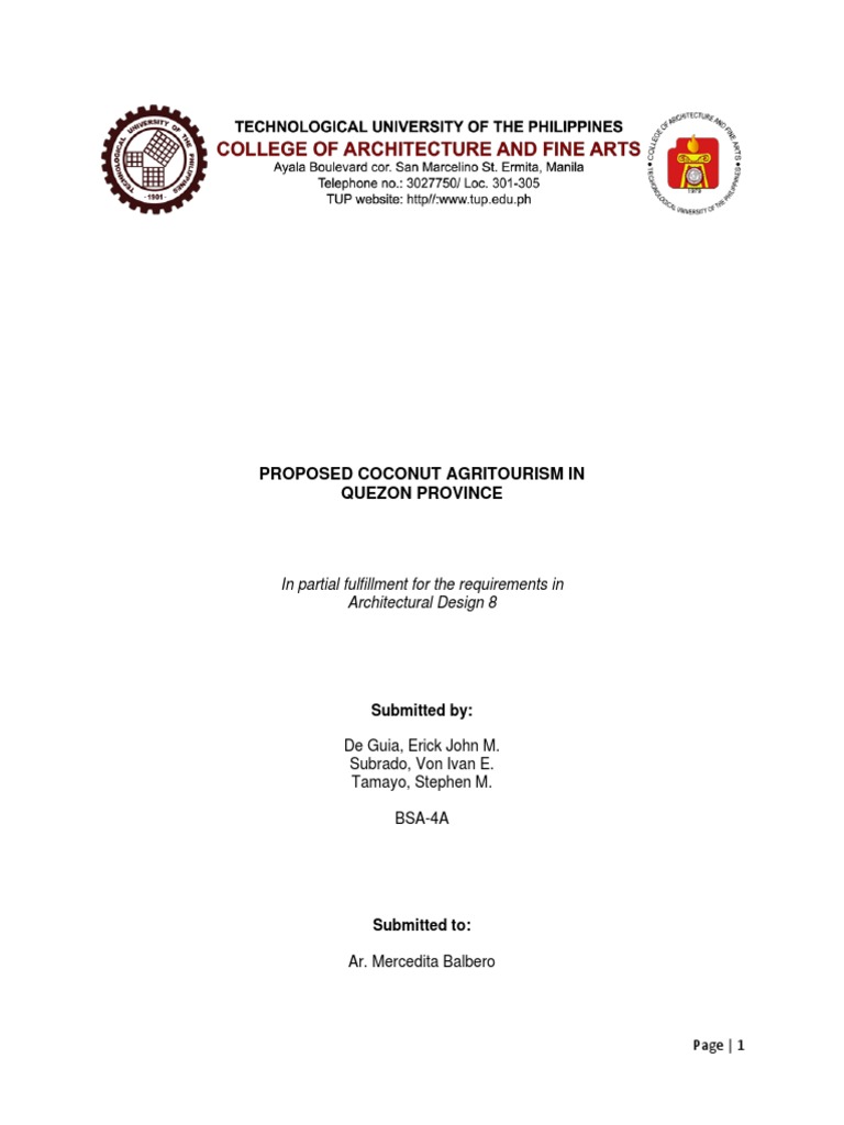 Proposed Coconut Agritourism de Guia-Subrado-Tamayo | PDF