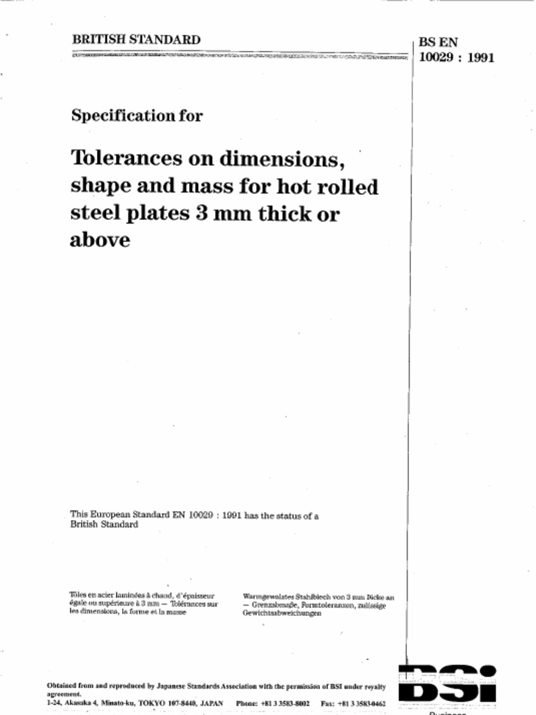 BS en 10029-1991 Material | PDF