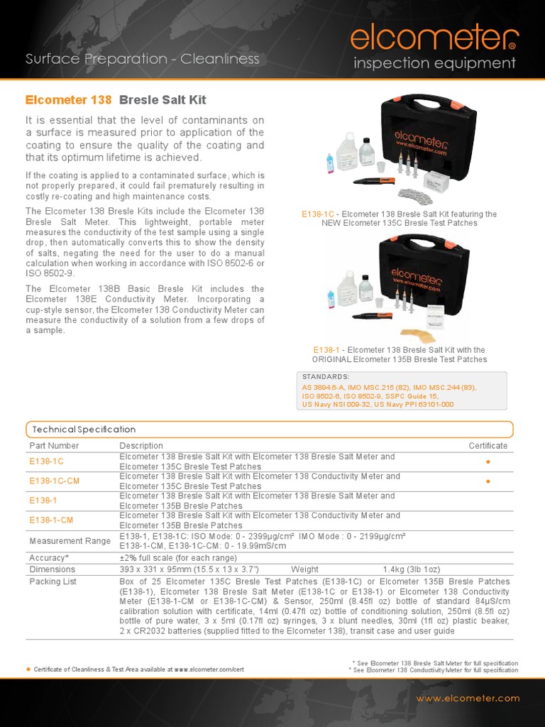 Kit 138 New Bresle Salt Datasheet | PDF