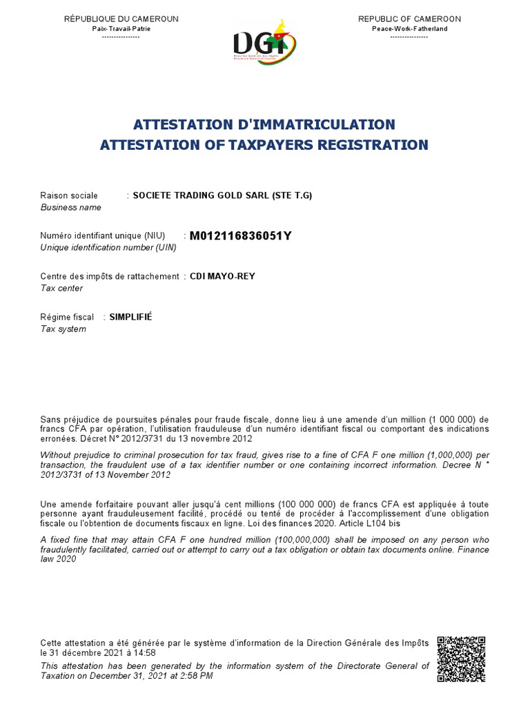 Attestation Immatriculation (63) | PDF