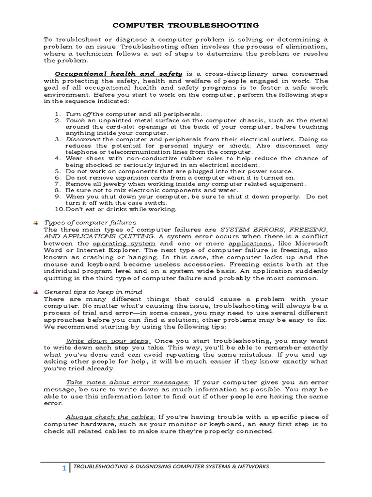 Solving Common Computer Issues Through Systematic Troubleshooting Pdf Troubleshooting