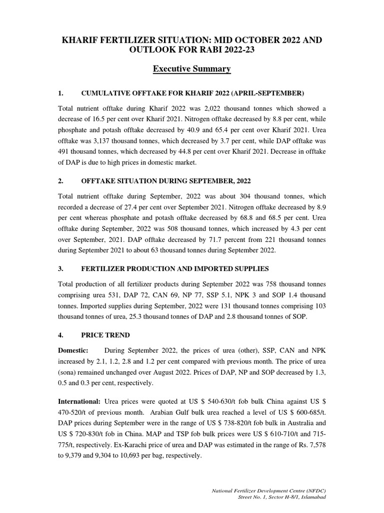 Pakistan FERTILIZER REVIEW - SEPTEMBER-2022 | PDF