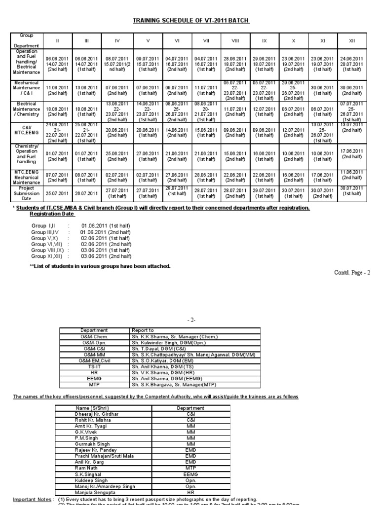 VT Training Schedule | PDF | Official Documents | Leisure