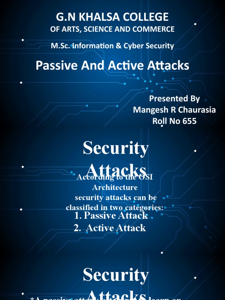 Active and Passive Attack | PDF | Denial Of Service Attack | Computer Network
