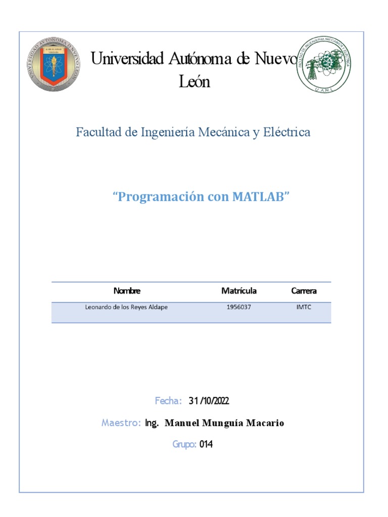 Act 3.1 1956037 Traduccion | PDF | Ecuaciones | Matlab