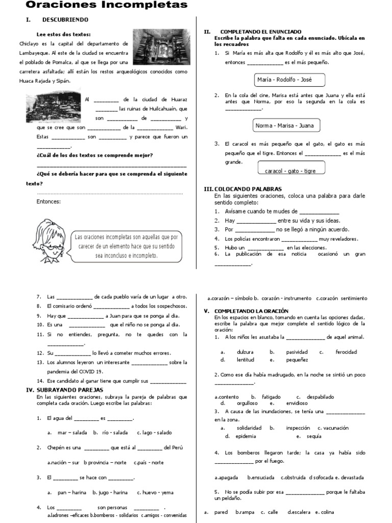 Oraciones Incompletas | PDF