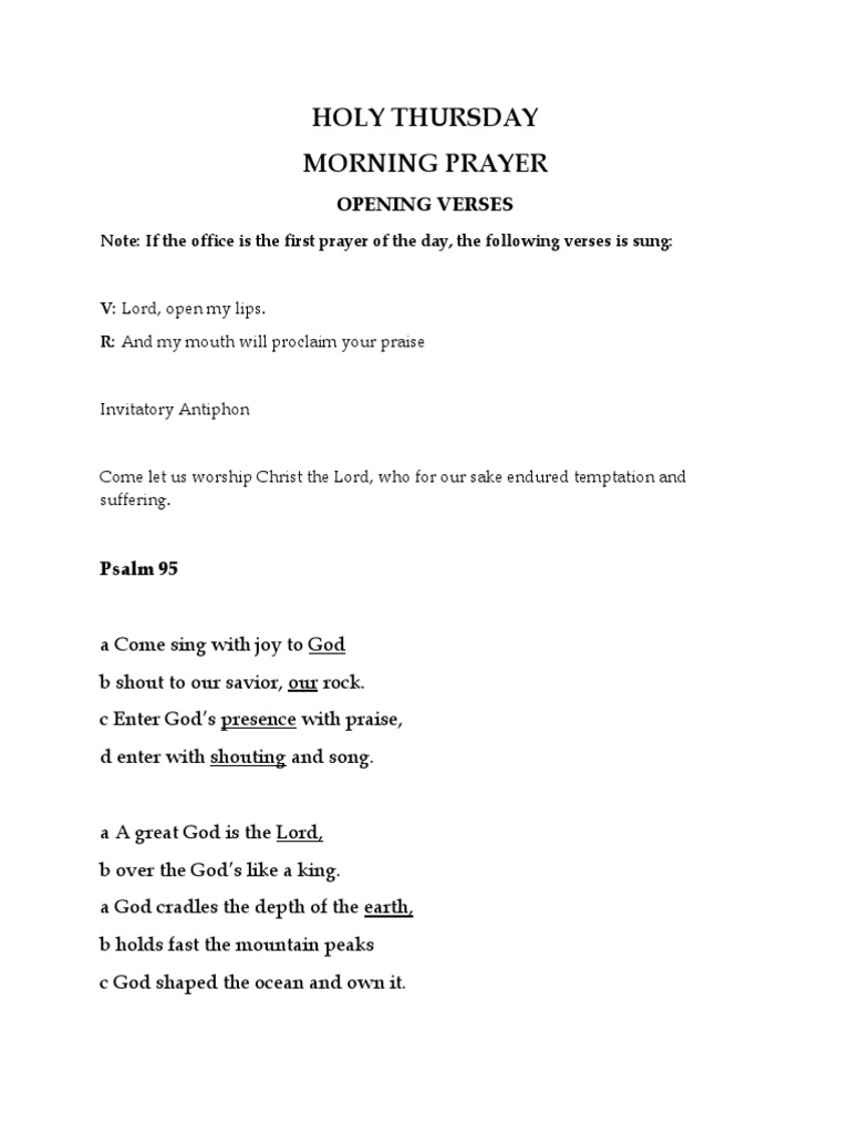 Holy Thursday | PDF | God In Christianity | Glory (Religion)