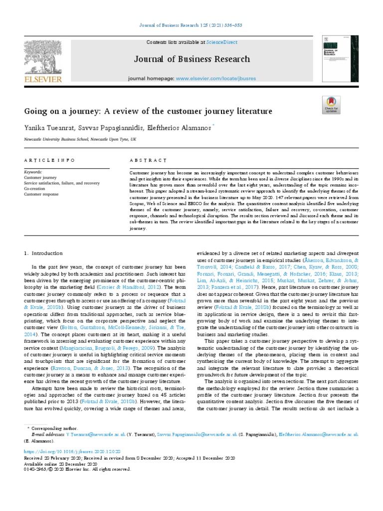 Going On A Journey A Review of The Customer Journey Literature | PDF