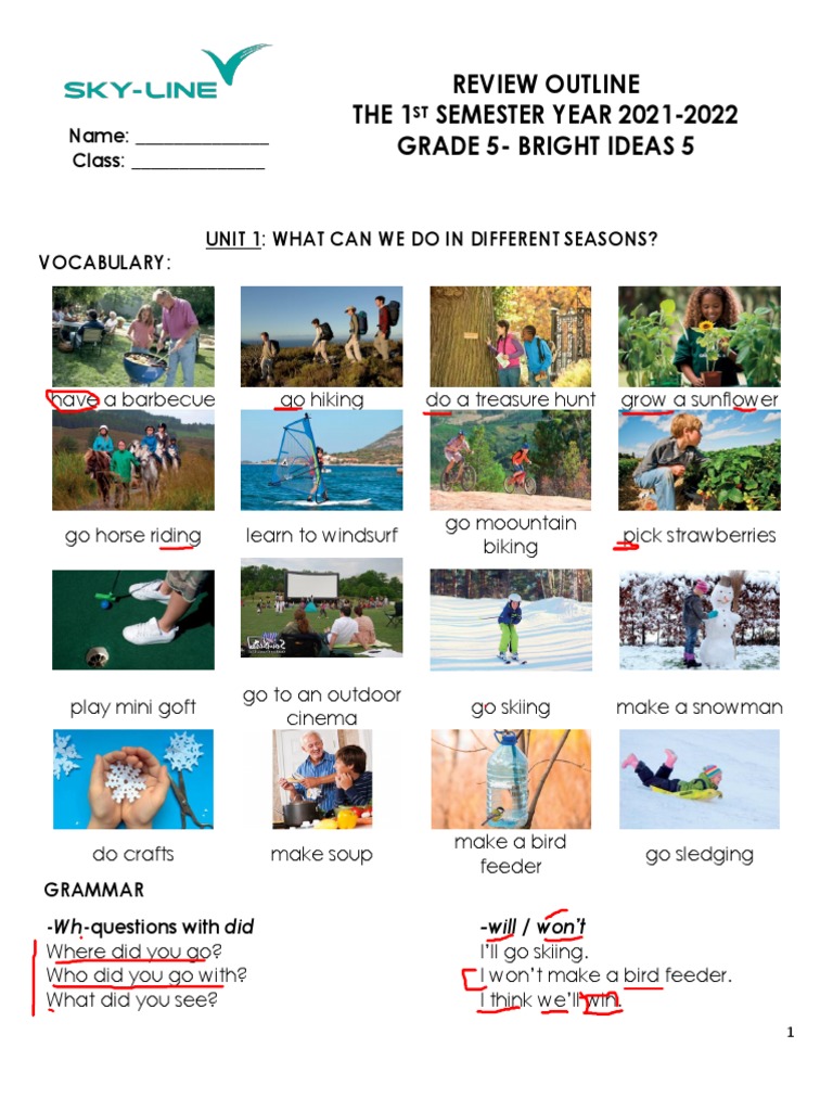 1st Term Grade 5 - Reviewing Outline | PDF